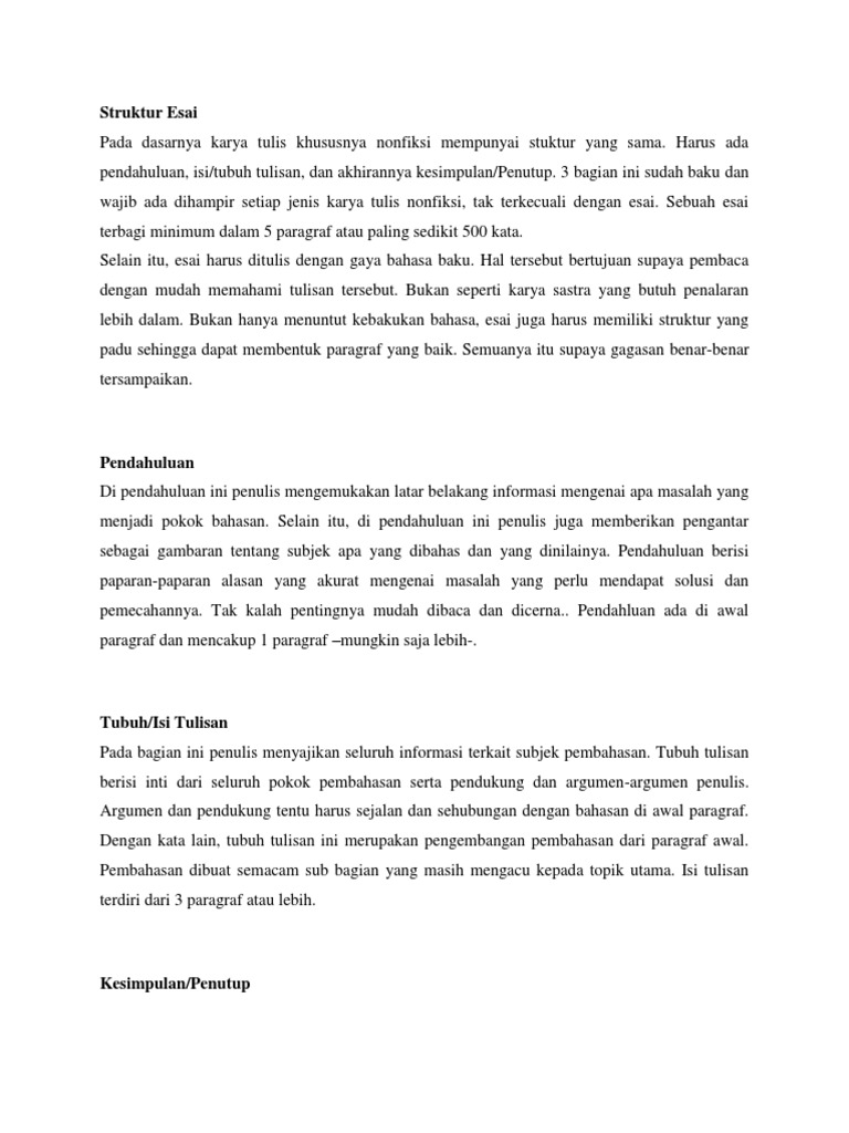 Struktur dan Jenis-Jenis Esai | PDF