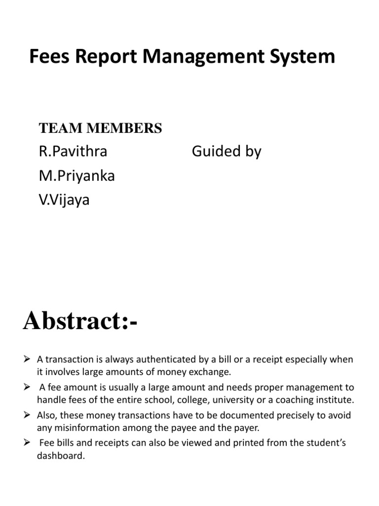 A Concise Fees Management System for Schools and Colleges: Introducing ...