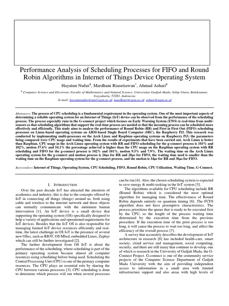Performance Analysis of Scheduling Processes For FIFO and Round Robin ... Performance Analysis of Scheduling Processes For FIFO and Round Robin ...