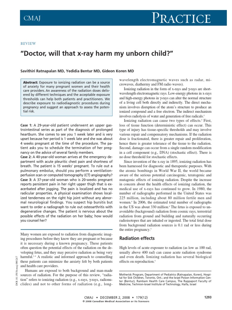 Practice: "Doctor, Will That X-Ray Harm My Unborn Child?" | PDF ...