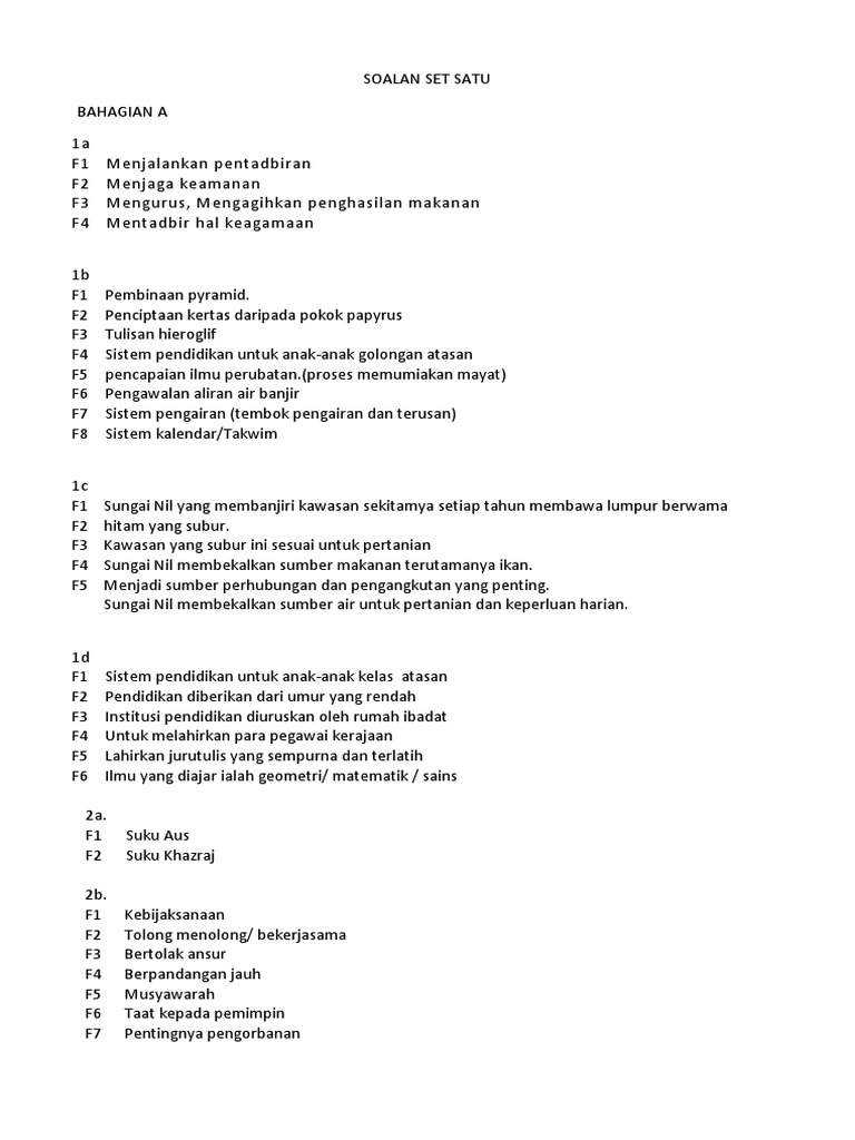 Jawapan Ramalan Set 1 SPM 2019 | PDF