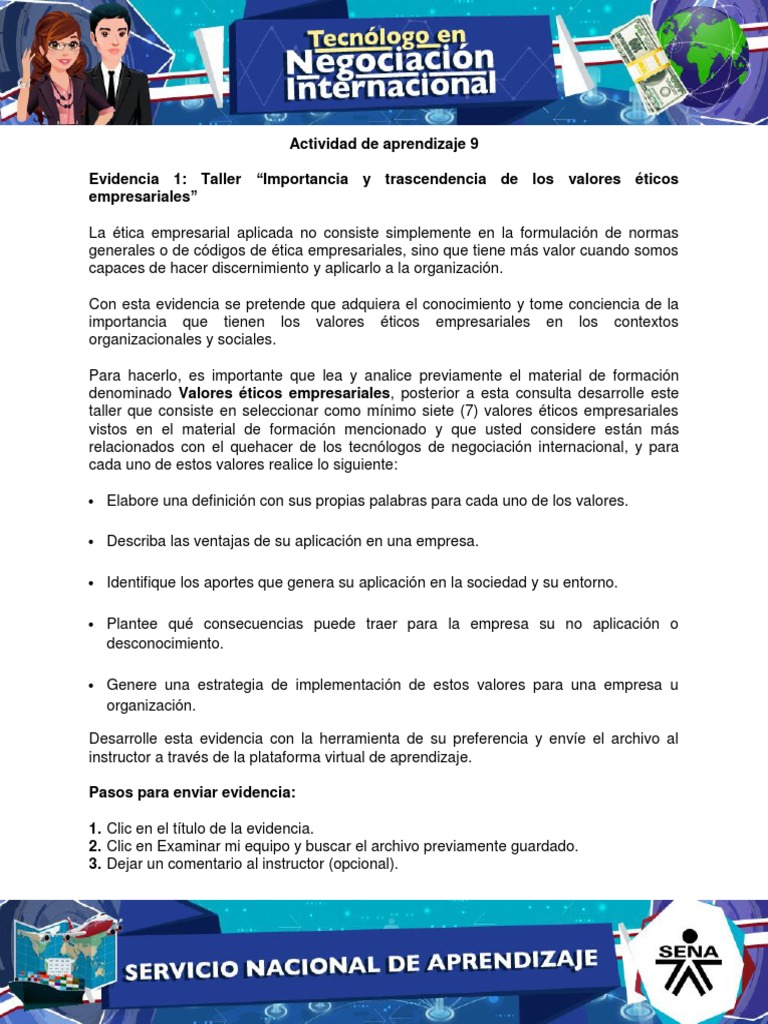 ACT 9 Evidencia - 1 - Taller - Importancia - y - Trascendencia - de - Los - Valores - Eticos ...