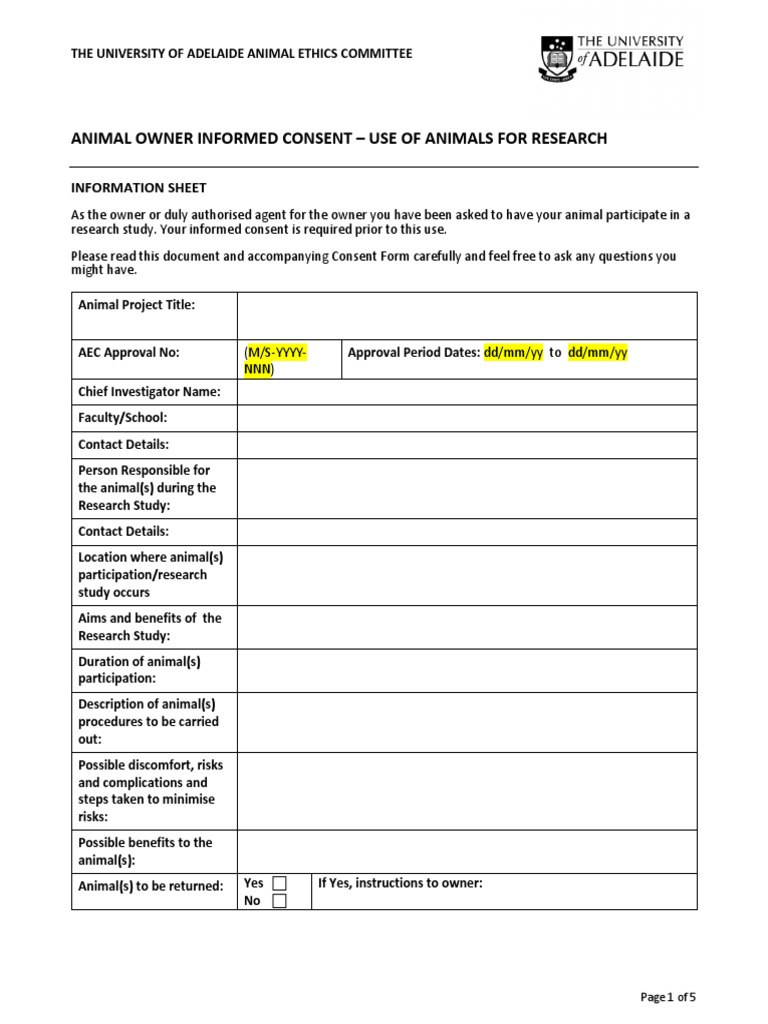 Animal Owner Informed Consent Research | PDF | Informed Consent | Privacy