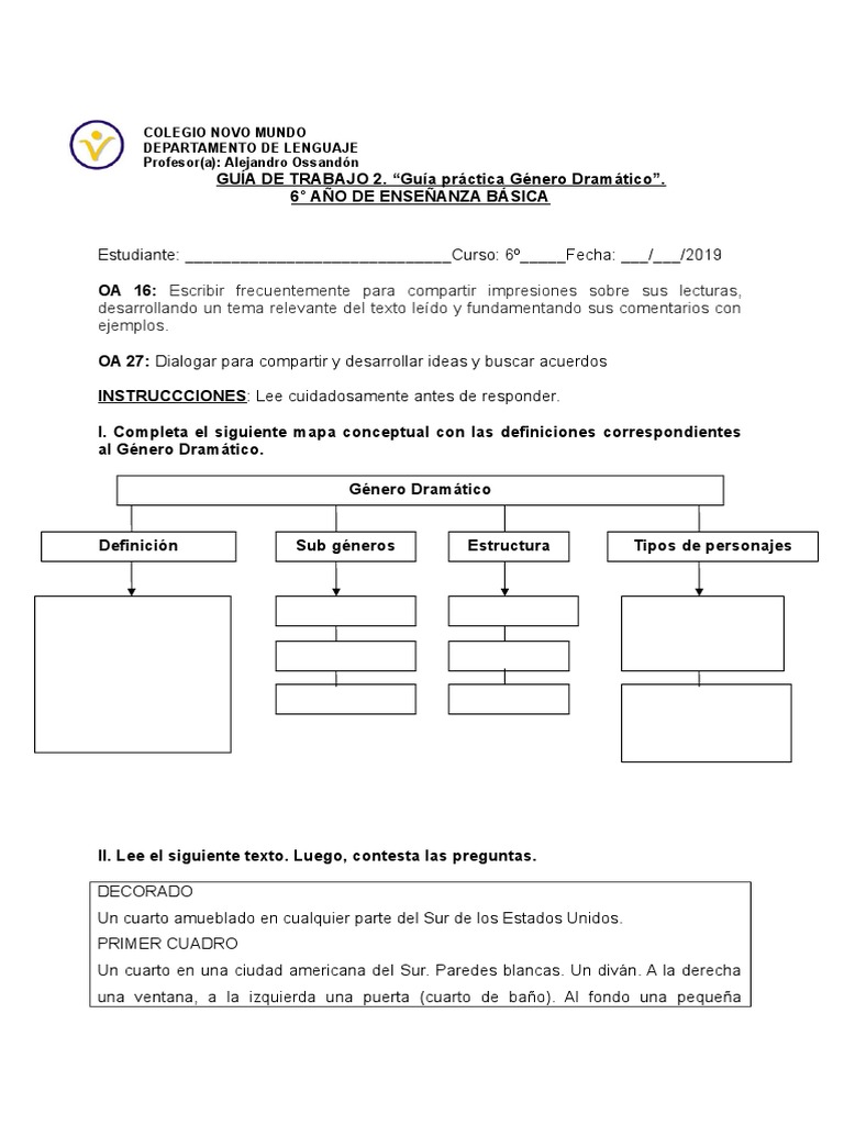 Guía del Género Dramático 6° Básico | PDF | Arte | Novela negra ...