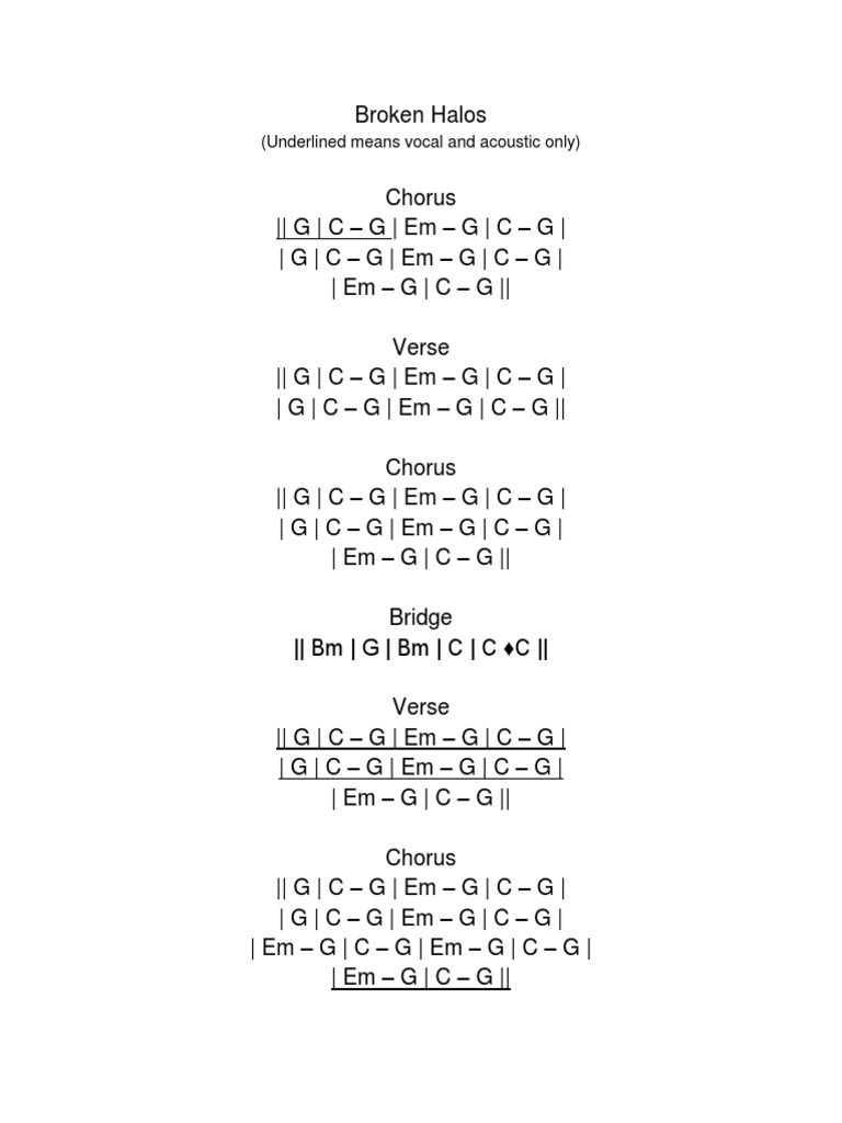 Broken Halos Chord Chart | PDF