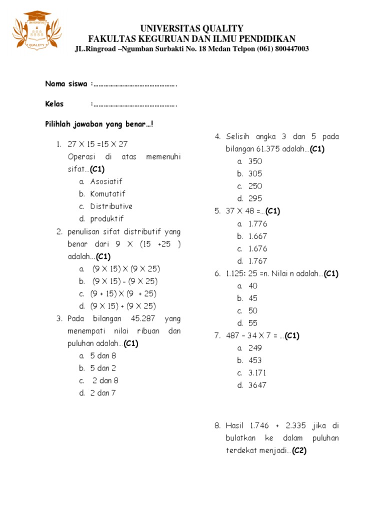 Soal Untuk Anak SD Kelas Rendah | PDF
