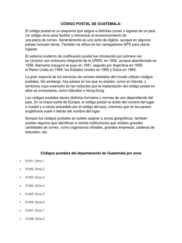 Código Postal de Guatemala | PDF | Ingeniería de Sistemas | Bienes de ...