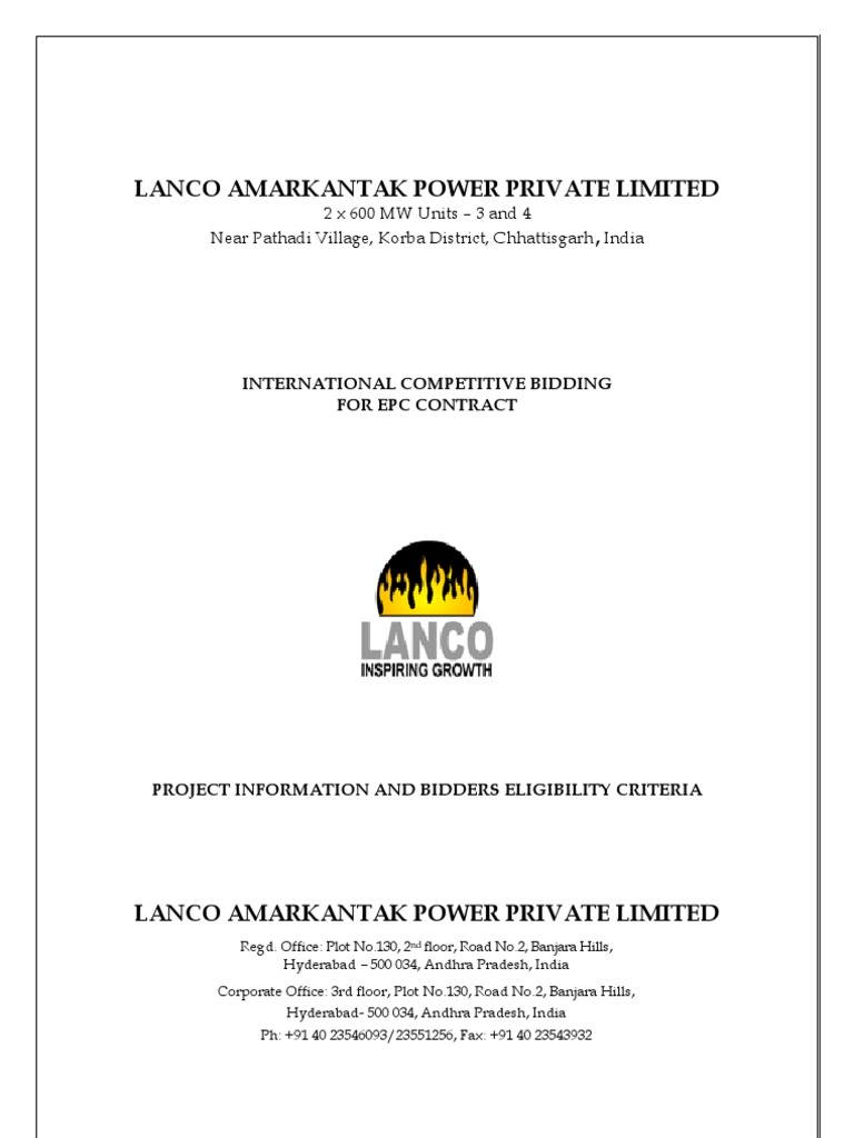 LANCO | PDF | Power Station | Request For Proposal