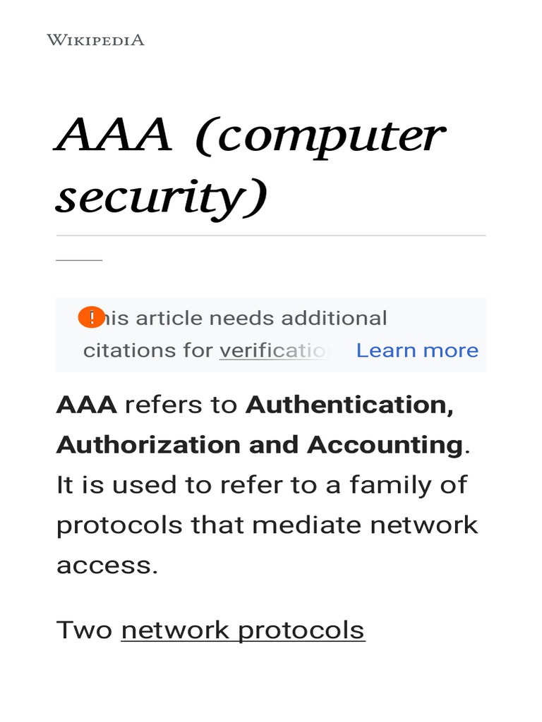 AAA Computer Security | PDF | Radius | Internet Architecture