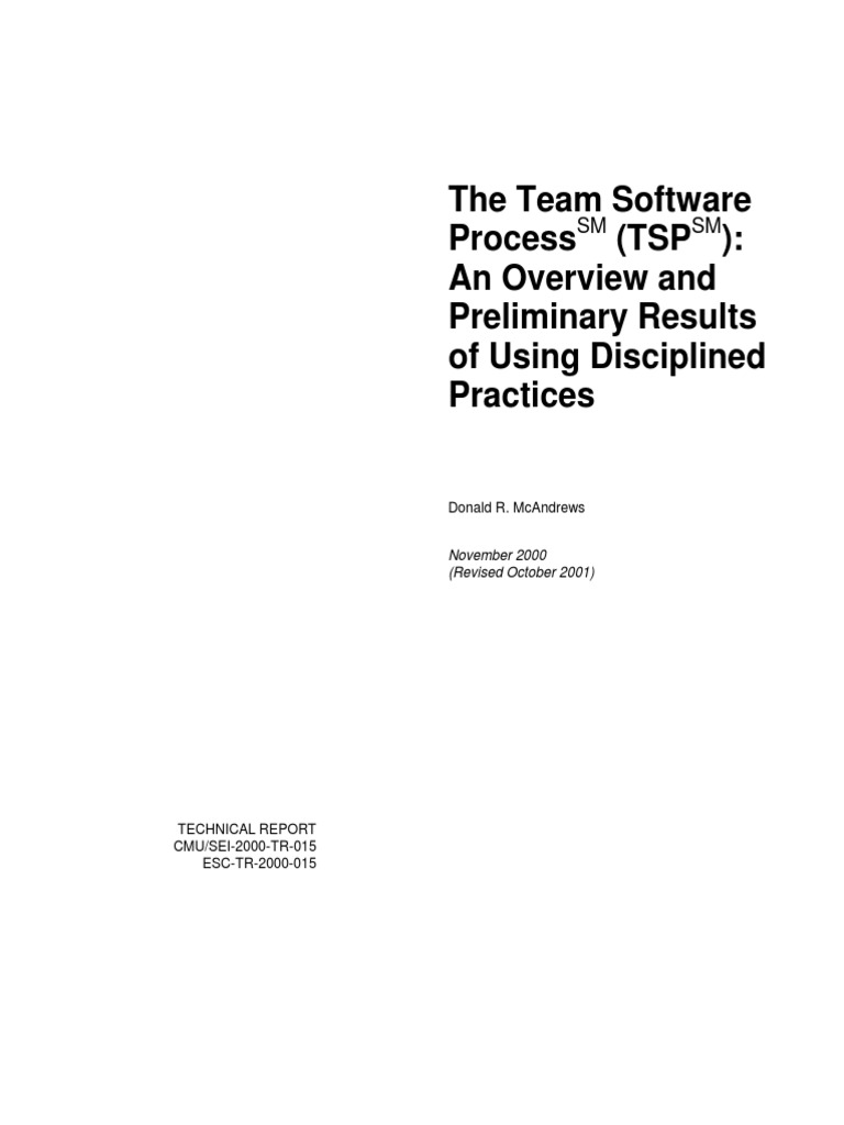 The Team Software Process (TSP) : An Overview and Preliminary Results ...