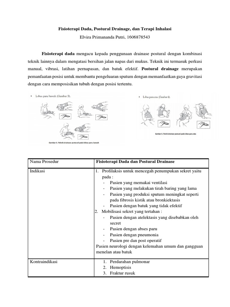 Fisioterapi Dada, Postural Drainage, Inhalasi | PDF | Pengembangan Diri | Kesehatan Holistik