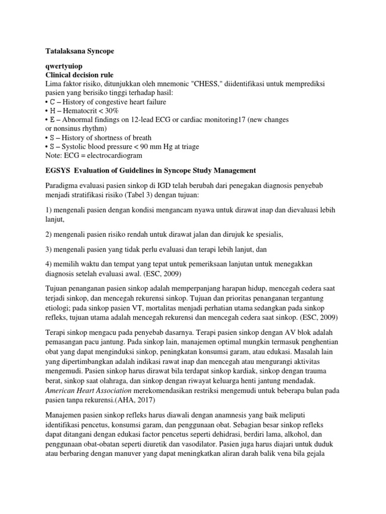 Tatalaksana Syncope | PDF