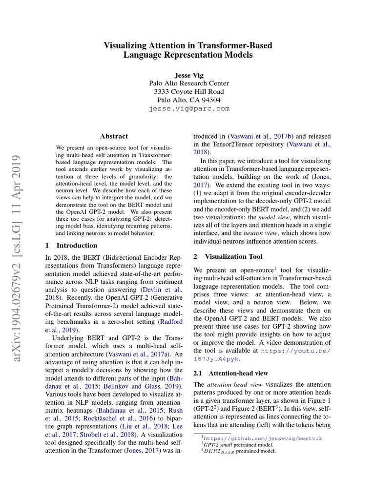 Visualizing Attention in Transformer-Based Language Representation ...