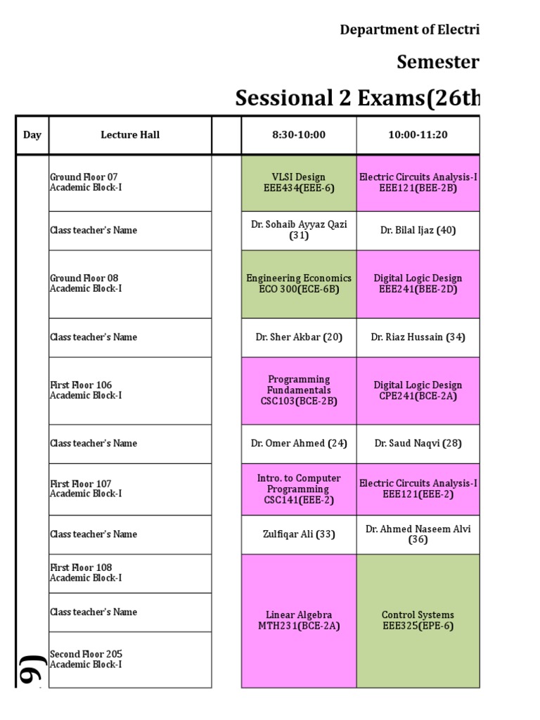 Electrical Engineering Exam Schedule | PDF | Electronic Engineering | Radio