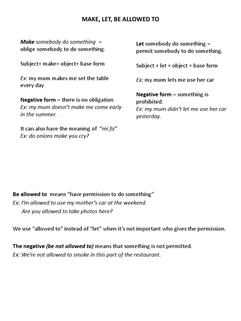 Make Let Be Allowed To | PDF