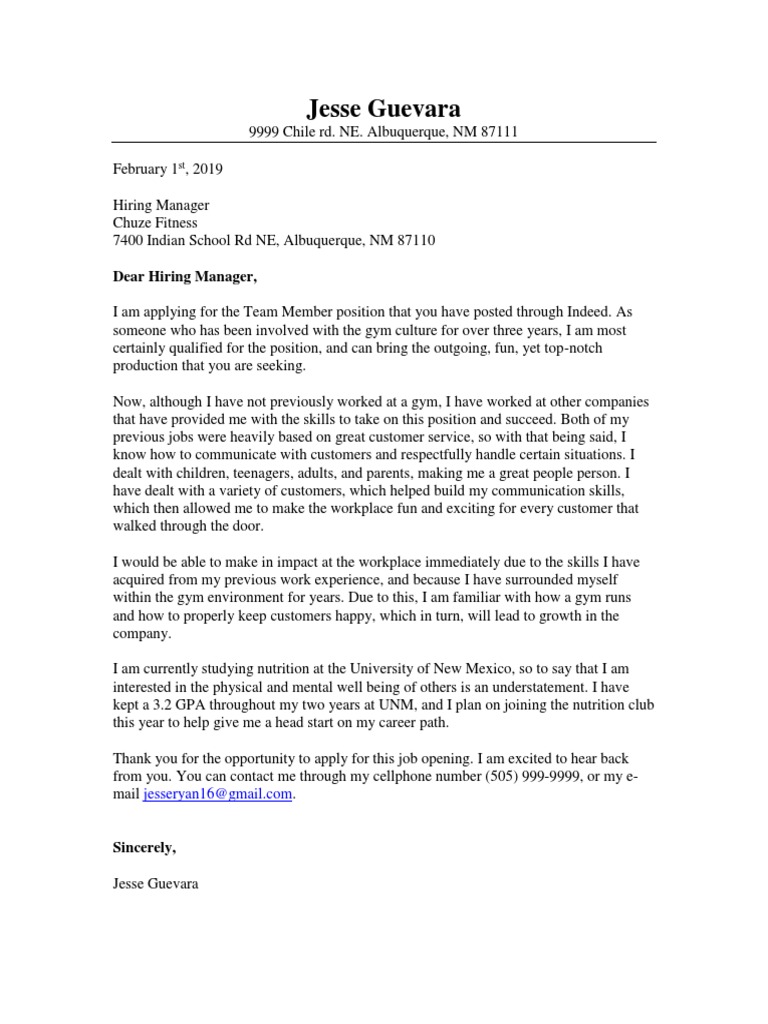 Jesse Guevara Cover Letter | PDF