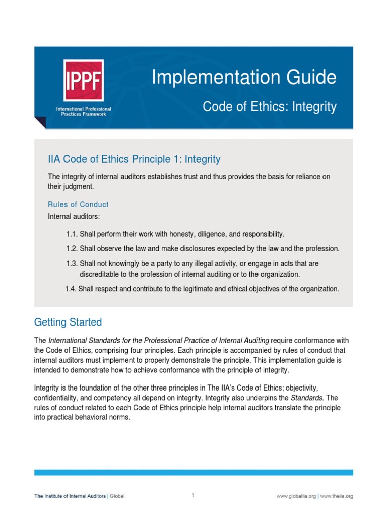 IG Code of Ethics 1 Integrity | PDF | Internal Audit | Audit