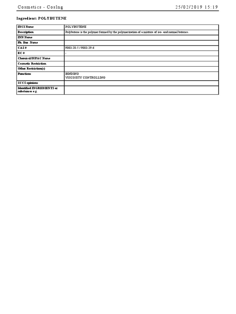 COSING Ingredient PDF | PDF | Science & Mathematics