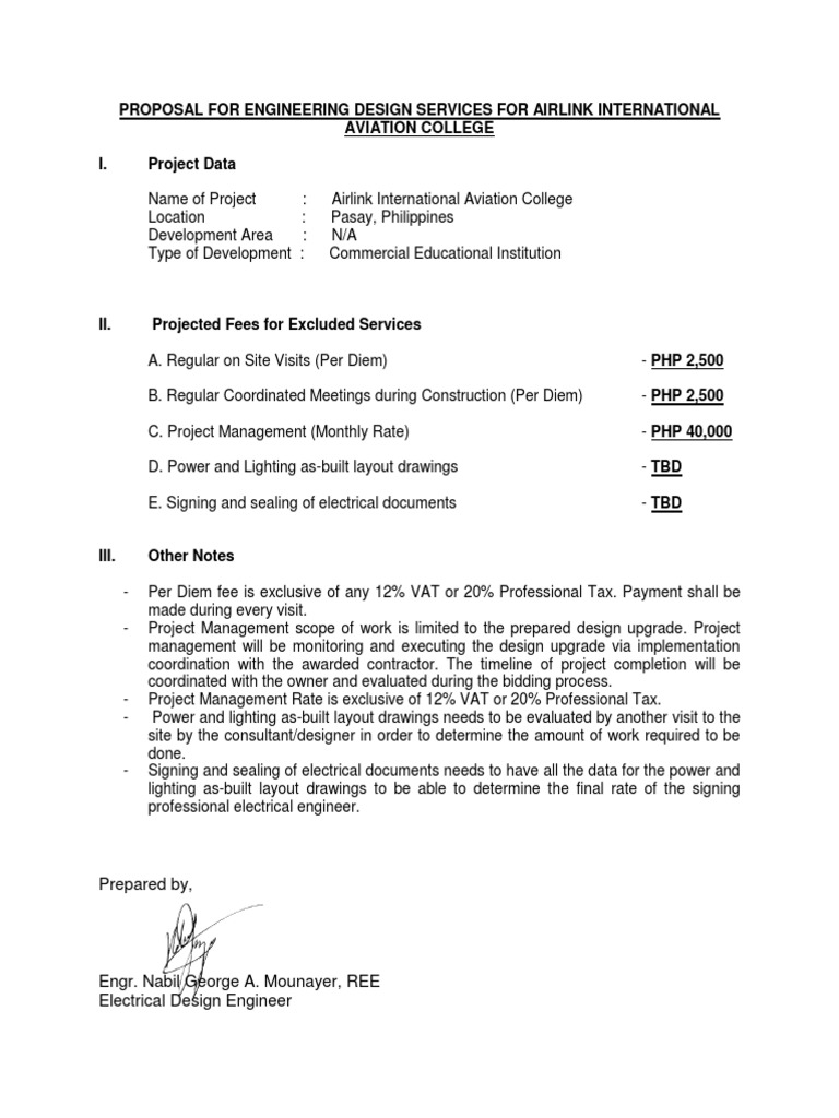 Proposal For Engineering Design Services For Airlink International ...