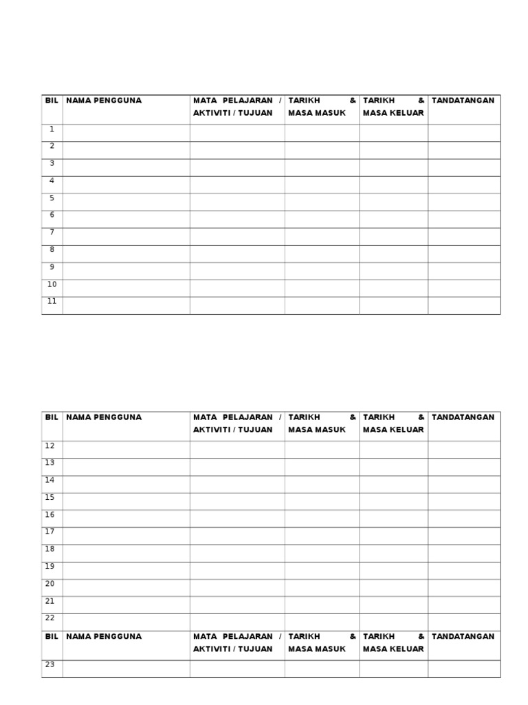 Rekod Penggunaan Bilik Sains SKJ 2019 | PDF
