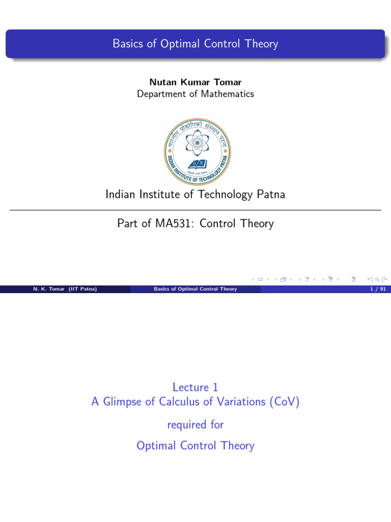 Optimal Control Pdf Pdf Calculus Of Variations Mathematical Optimization