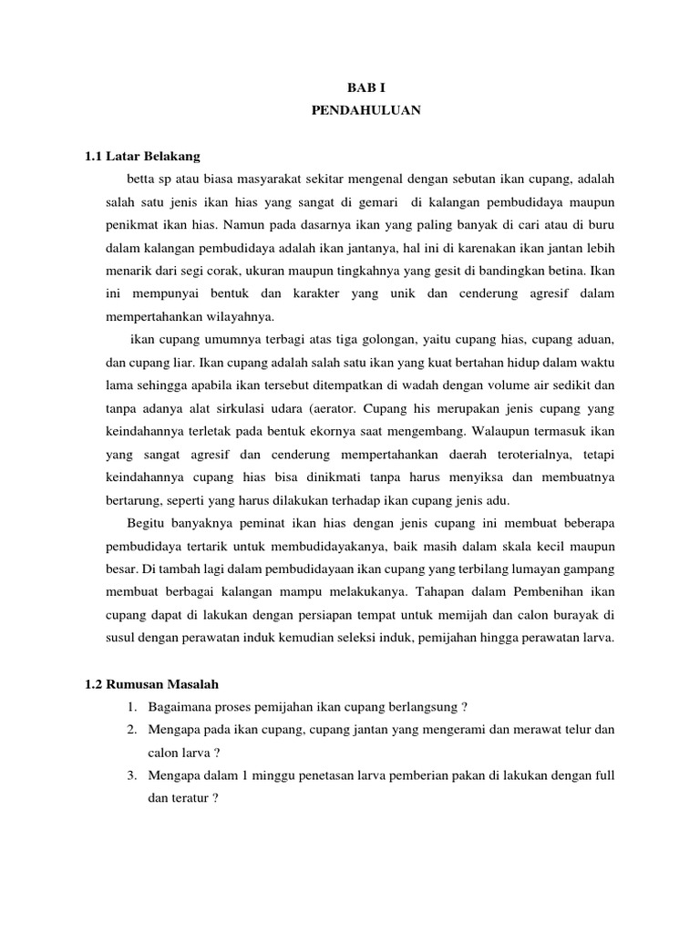 Teknik Pembenihan Ikan Cupang | PDF