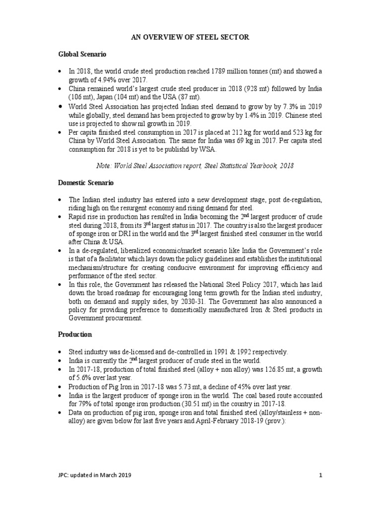 National Steel Policy 2017 | PDF | Steel | Iron