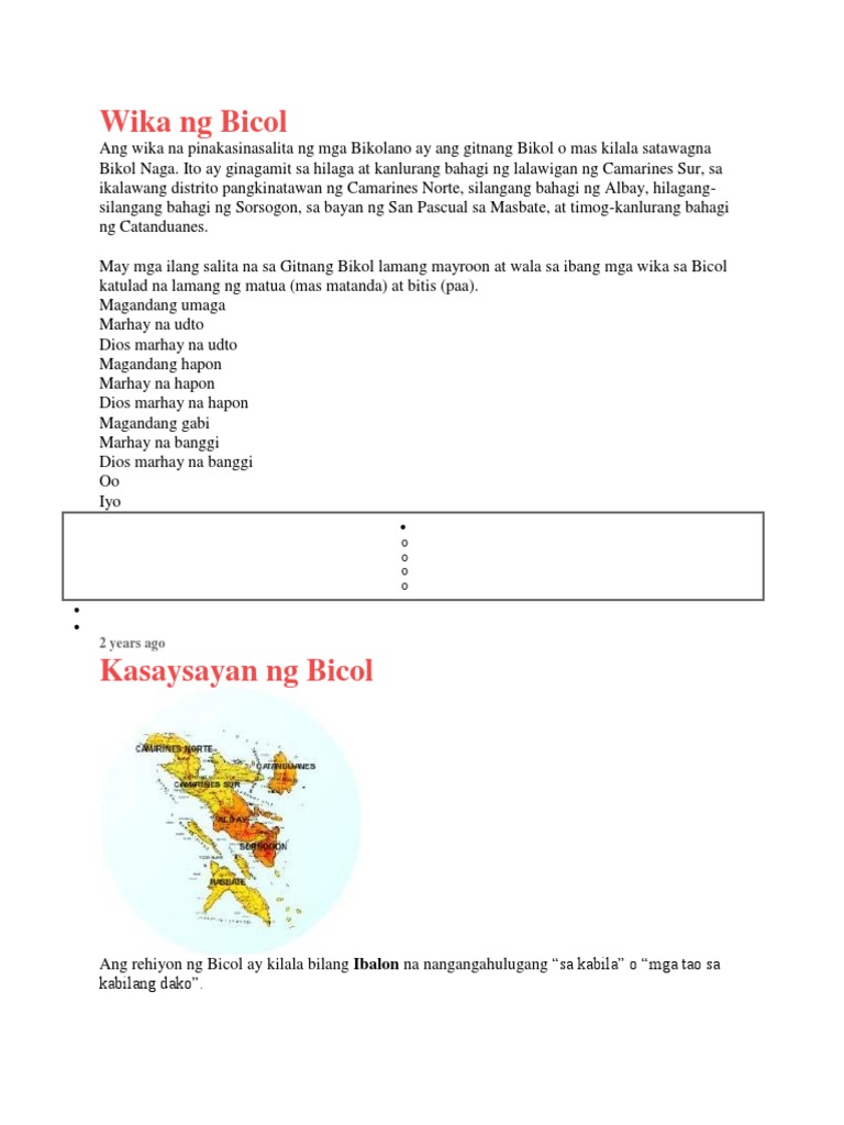 Wika NG Bicol | PDF