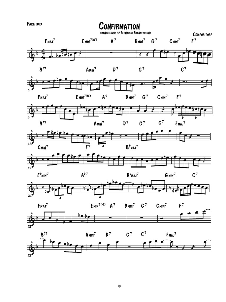 Confirmation Dexter Gordon Transcription | PDF