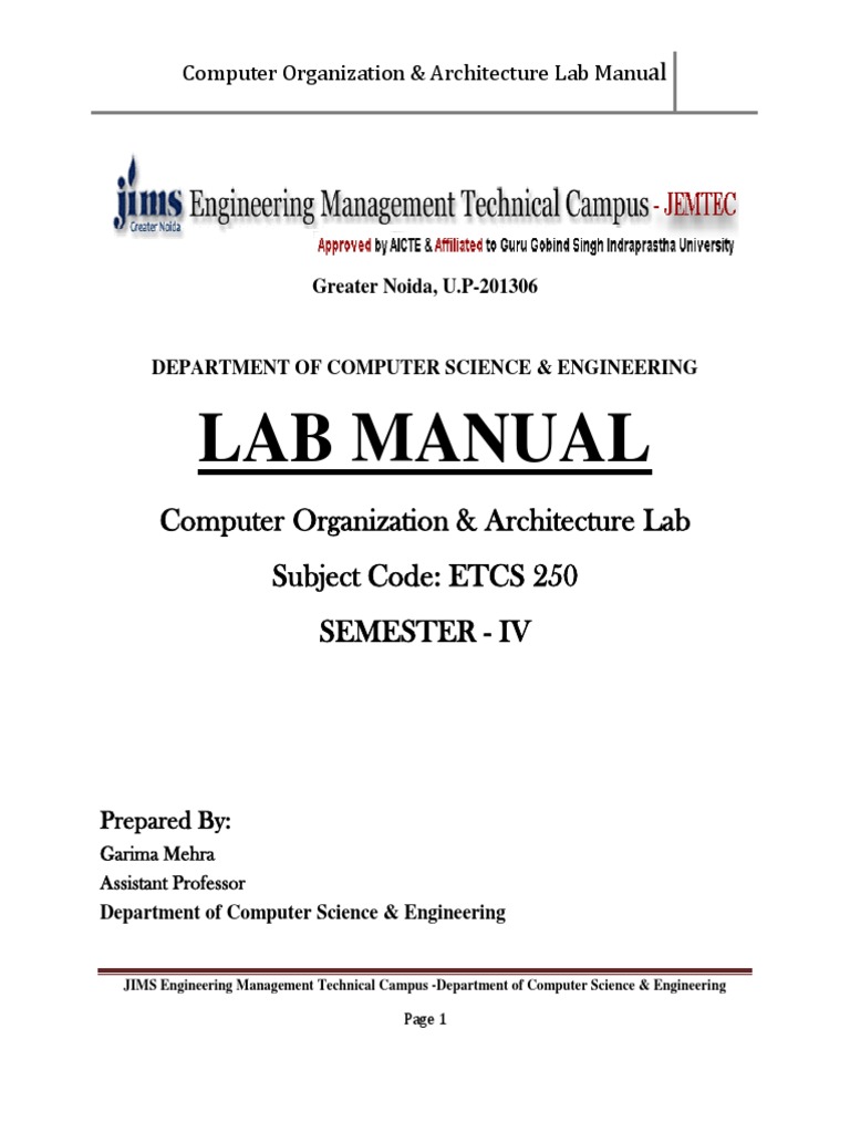 COA Lab Manual | PDF | Central Processing Unit | Computer Data COA Lab Manual | PDF | Central Processing Unit | Computer Data
