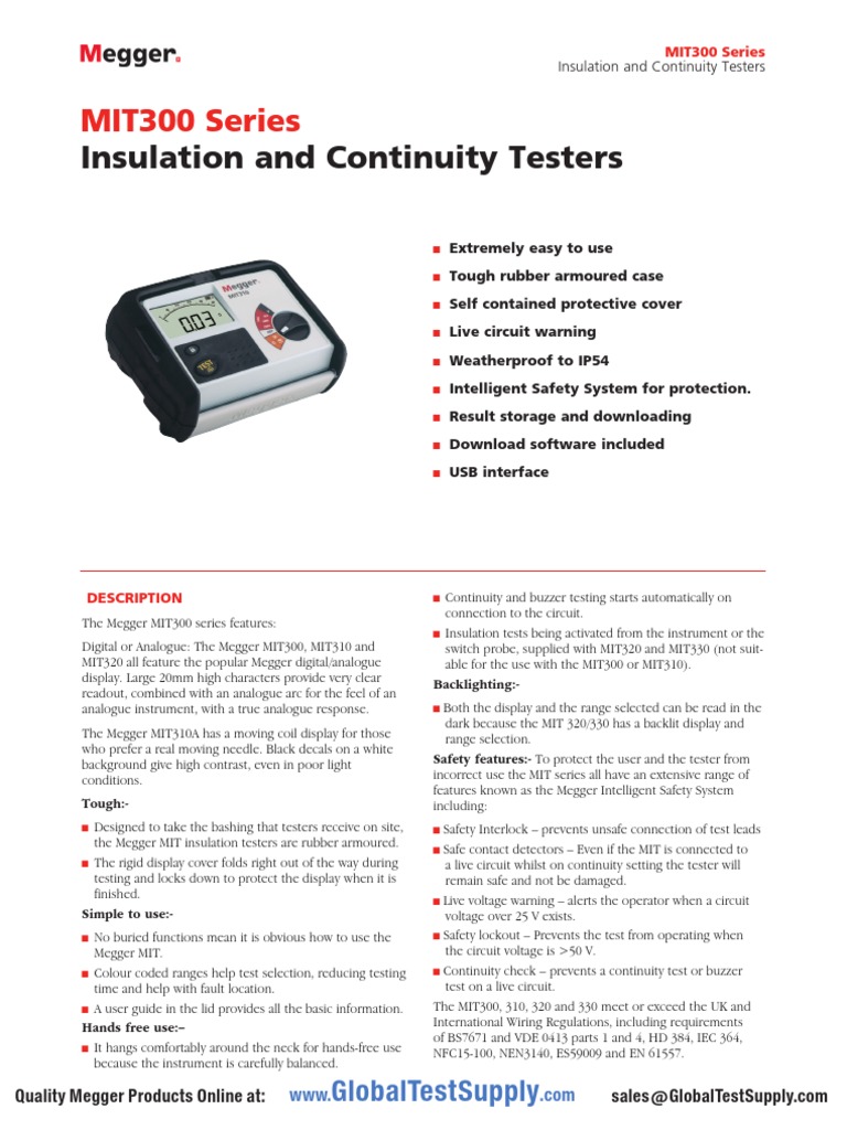 Megger Limited Mit330 en Megohmmeter Datasheet | PDF | Electrical ...