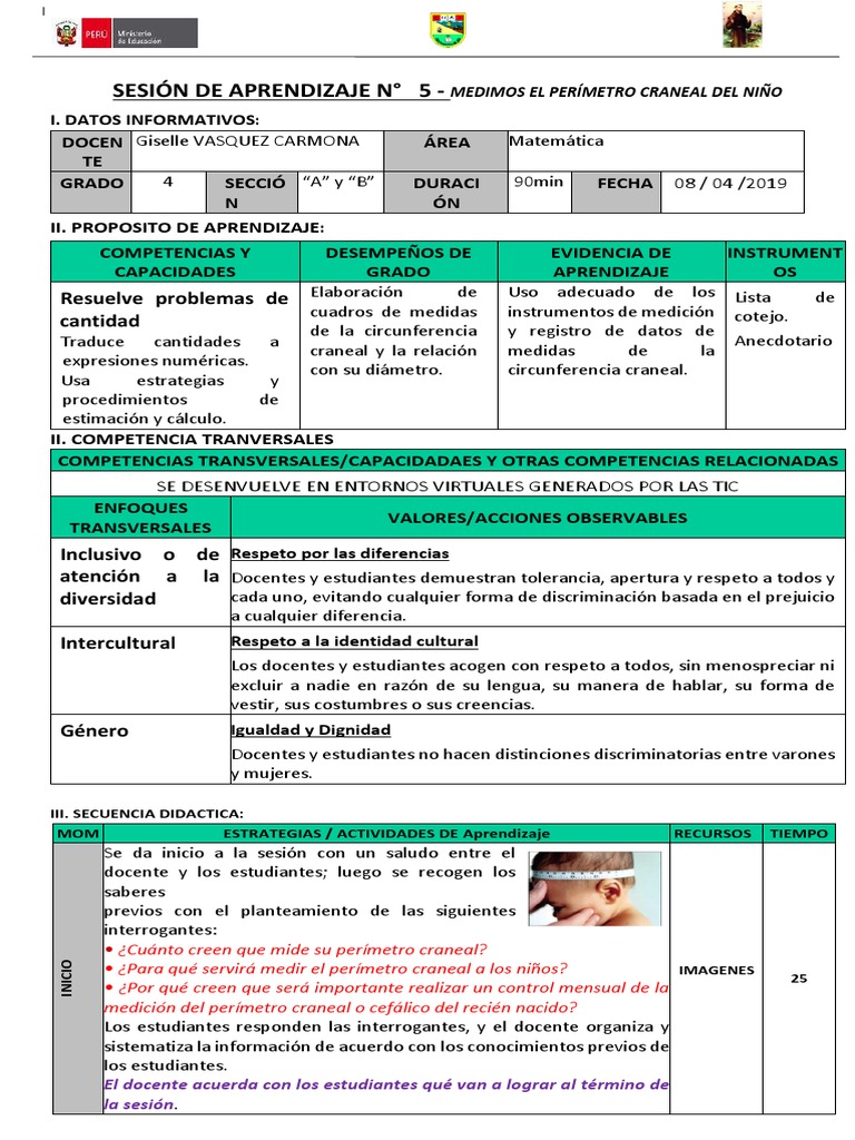 Sesión de Aprendizaje - 4to Grado 2019 | PDF | Discriminación | Medición
