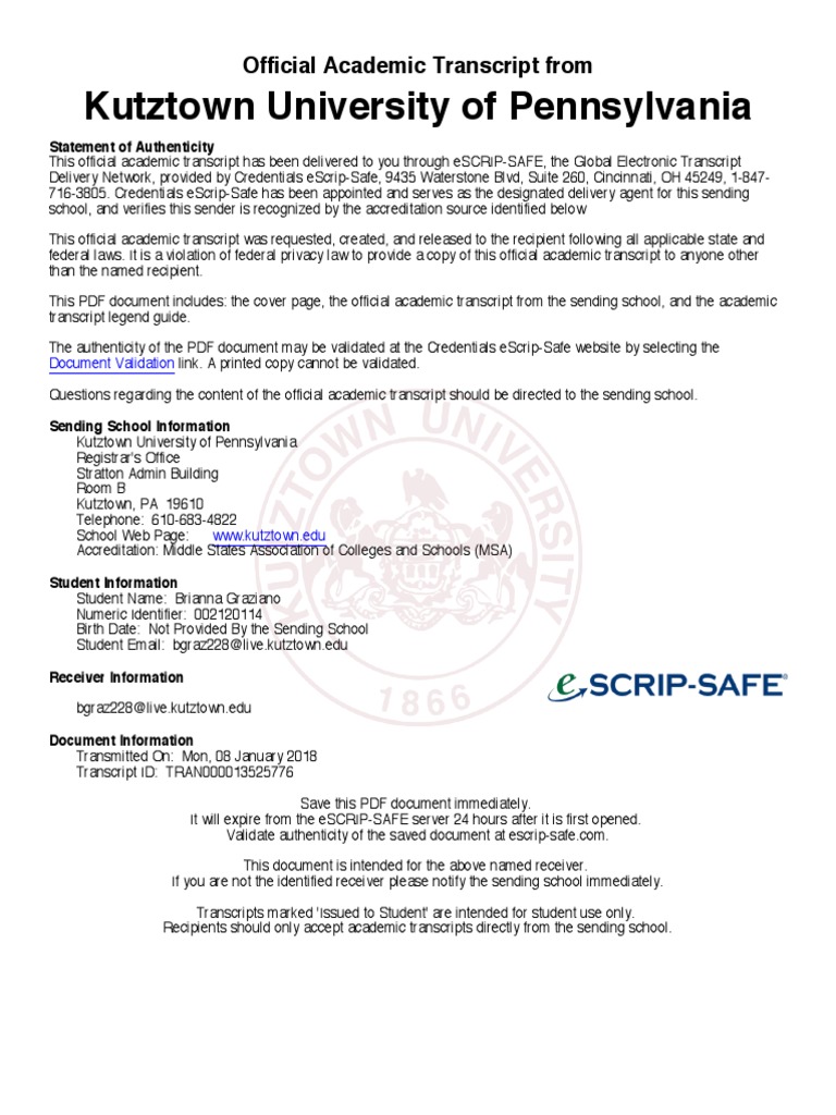 Official Transcript | PDF | Bachelor's Degree | Master's Degree