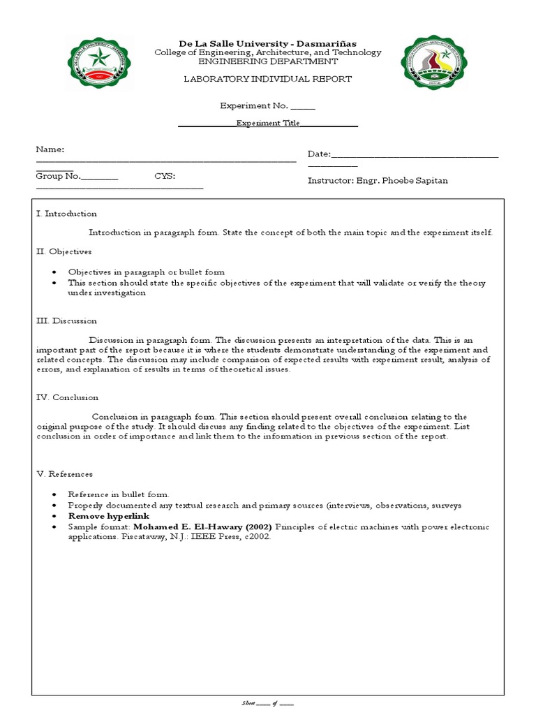 Rootics Lab - Report - Template | PDF | Experiment | Academic ...