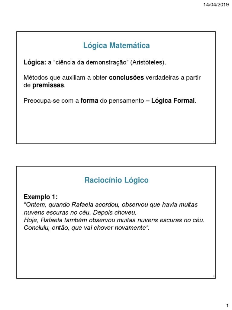 AULA Lógica Matemática | PDF | Lógica | Lógica matemática
