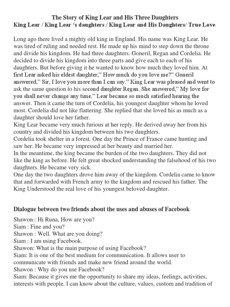 The Story of King Lear and His Three Daughters | PDF | King Lear