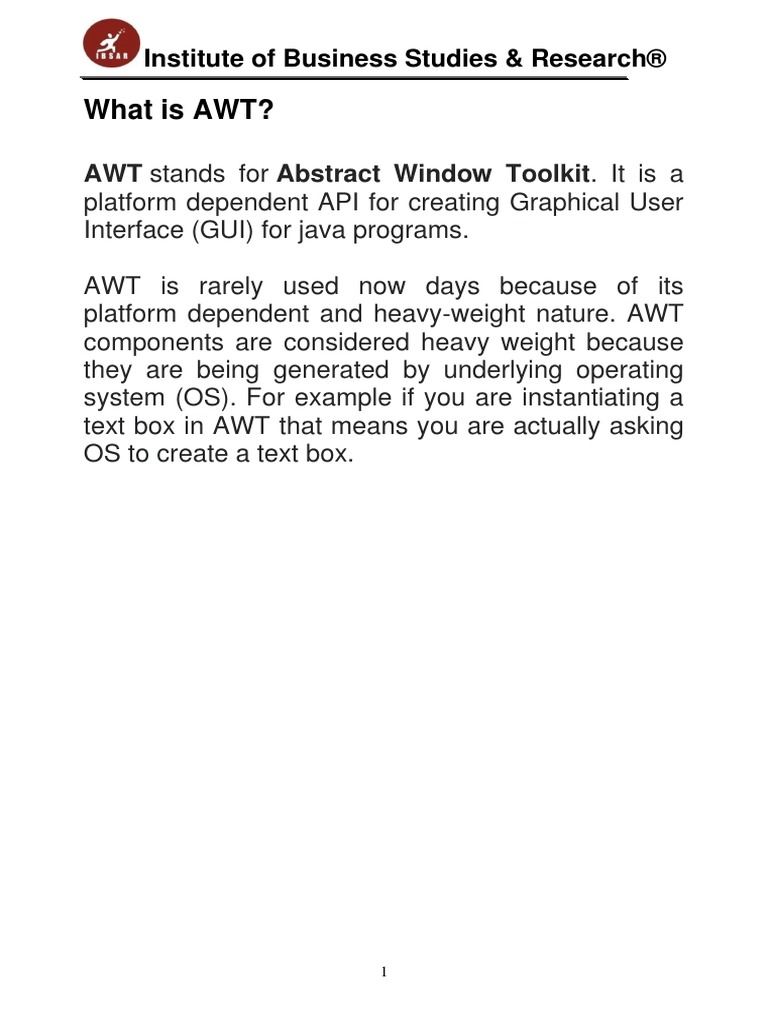 AWT in Java | PDF | Class (Computer Programming) | Graphical User ... AWT in Java | PDF | Class (Computer Programming) | Graphical User ...