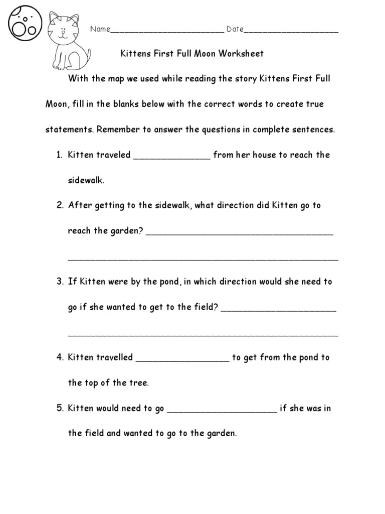 Kittens First Full Moon Worksheet | PDF | Language Arts & Discipline | Art