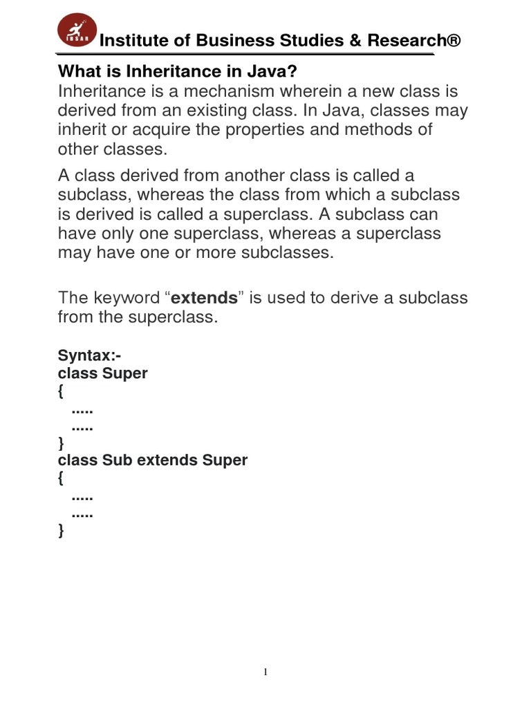 Inheritance In Java Pdf Inheritance Object Oriented Programming 2321