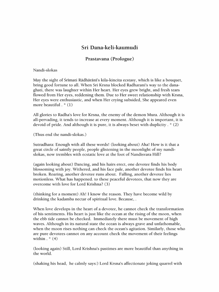 Rupa Goswami Sri Dana Keli Kaumudi | PDF | Krishna | Hinduism