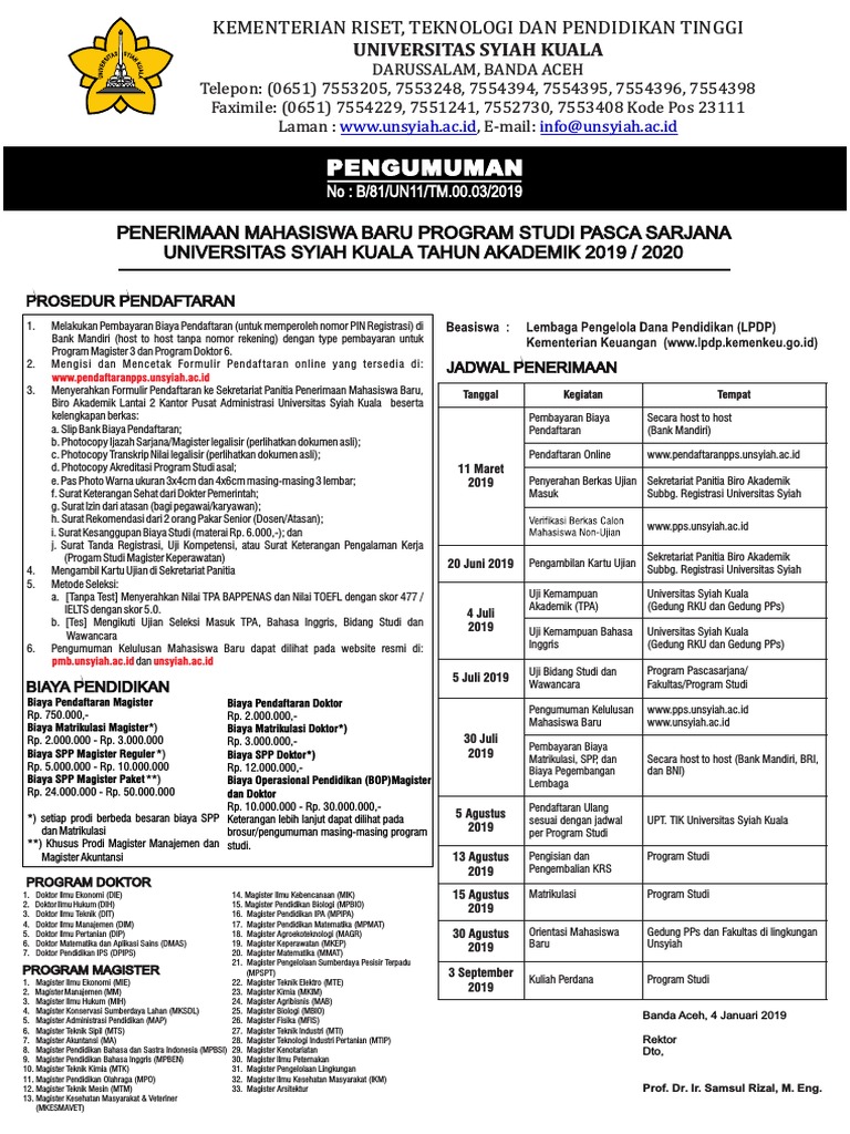 Brosur Pasca Unsyiah | PDF