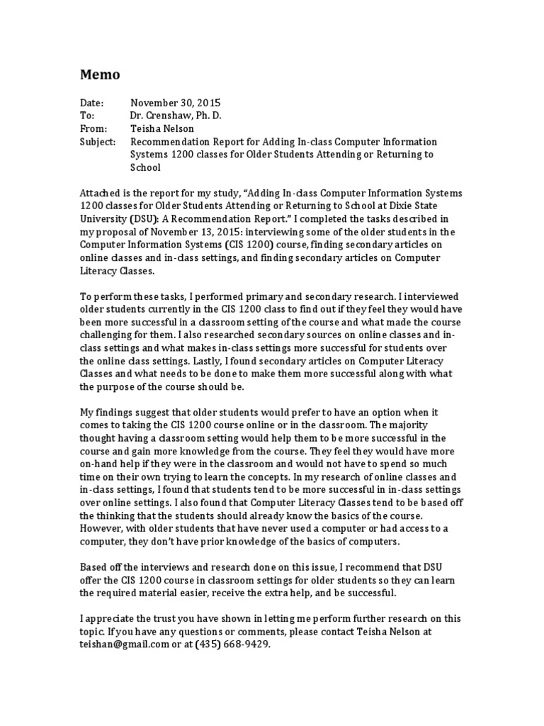 English 2100 Recommendation Report | PDF | Educational Technology ...