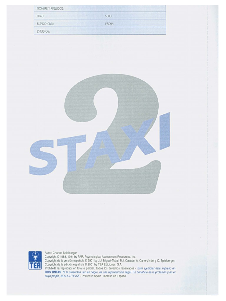 Cuadernillo STAXI 2 | PDF