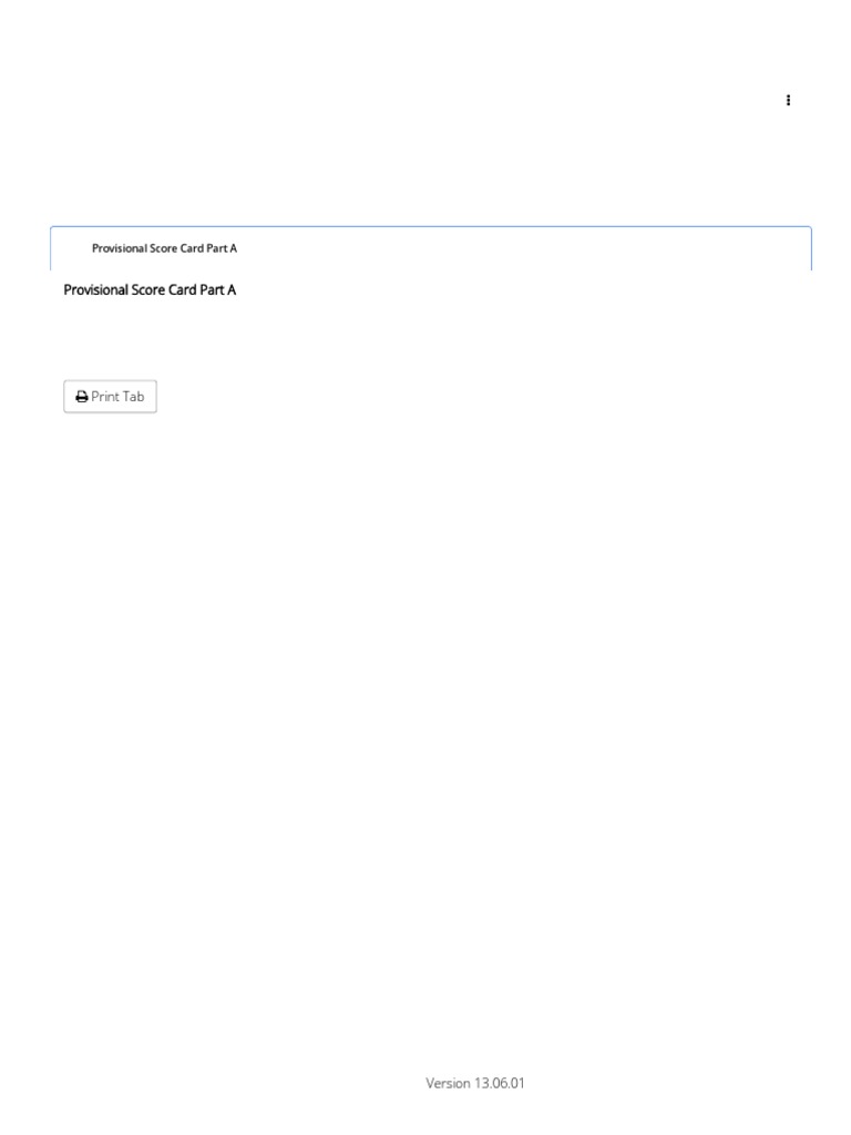 Provisional Score Card Part A | PDF
