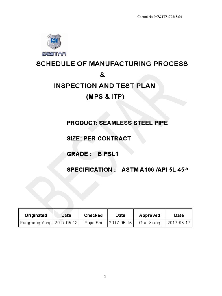 Smls Itp Mps | PDF | Pipe (Fluid Conveyance) | Calibration