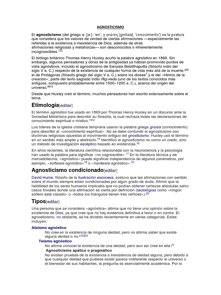 Agnoticismo | PDF | Agnosticismo | Teorías filosóficas