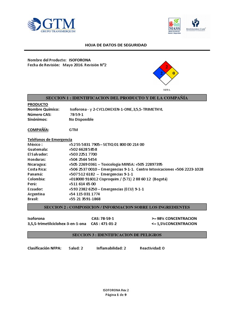 ISOFORONA | PDF | Carbón | Agua