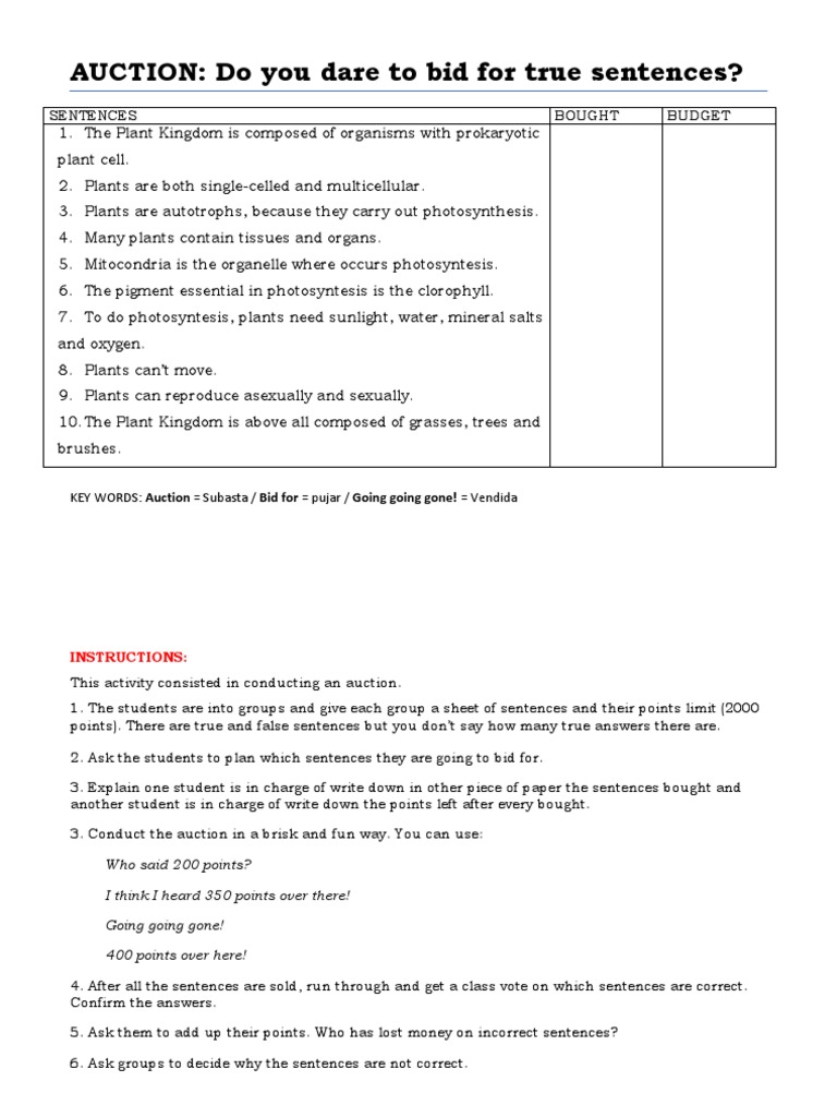 AUCTION: Do You Dare To Bid For True Sentences? | PDF