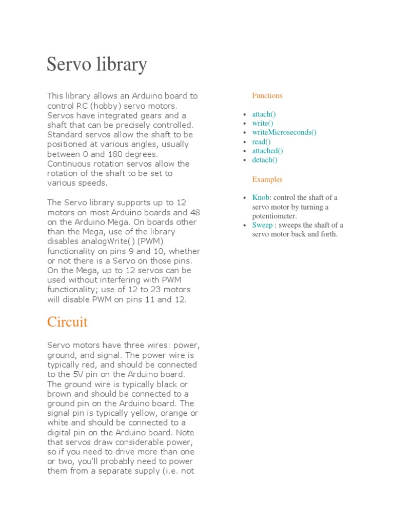 Servo Library: Circuit | PDF | Servomechanism | Control Engineering