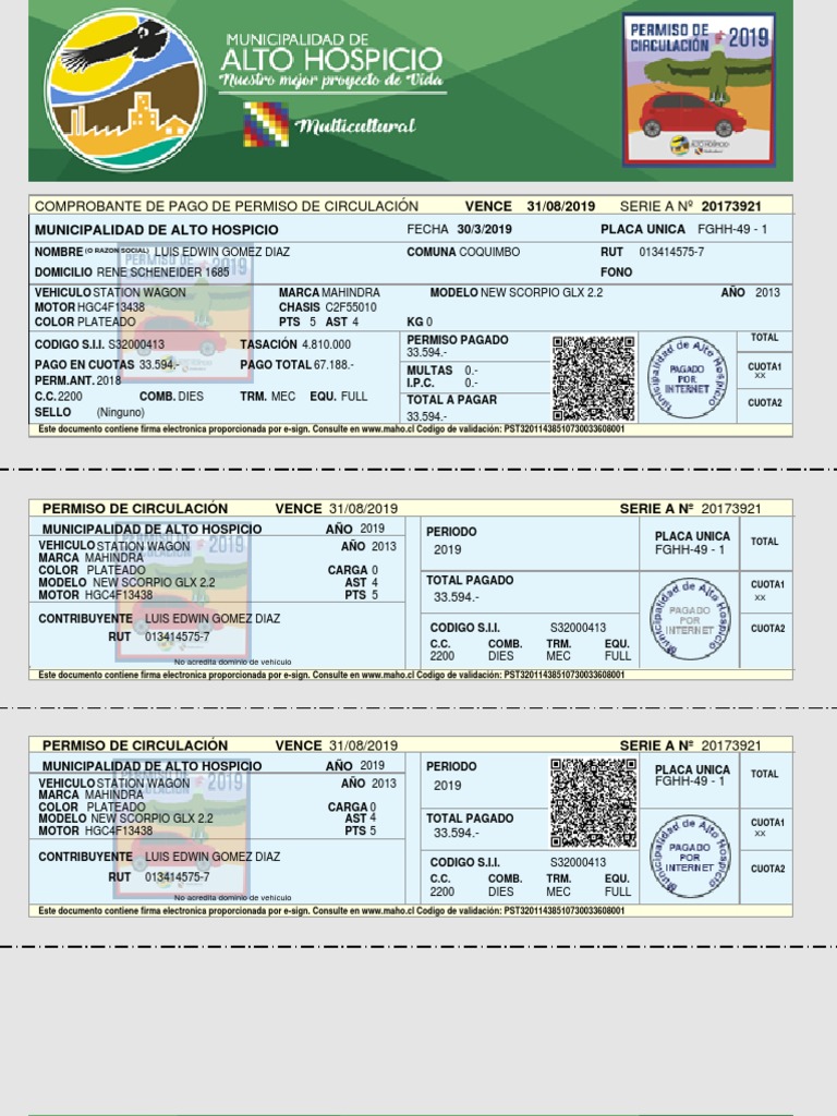 Permiso de Circulacion | PDF | Vehículo de motor | Vehículos terrestres